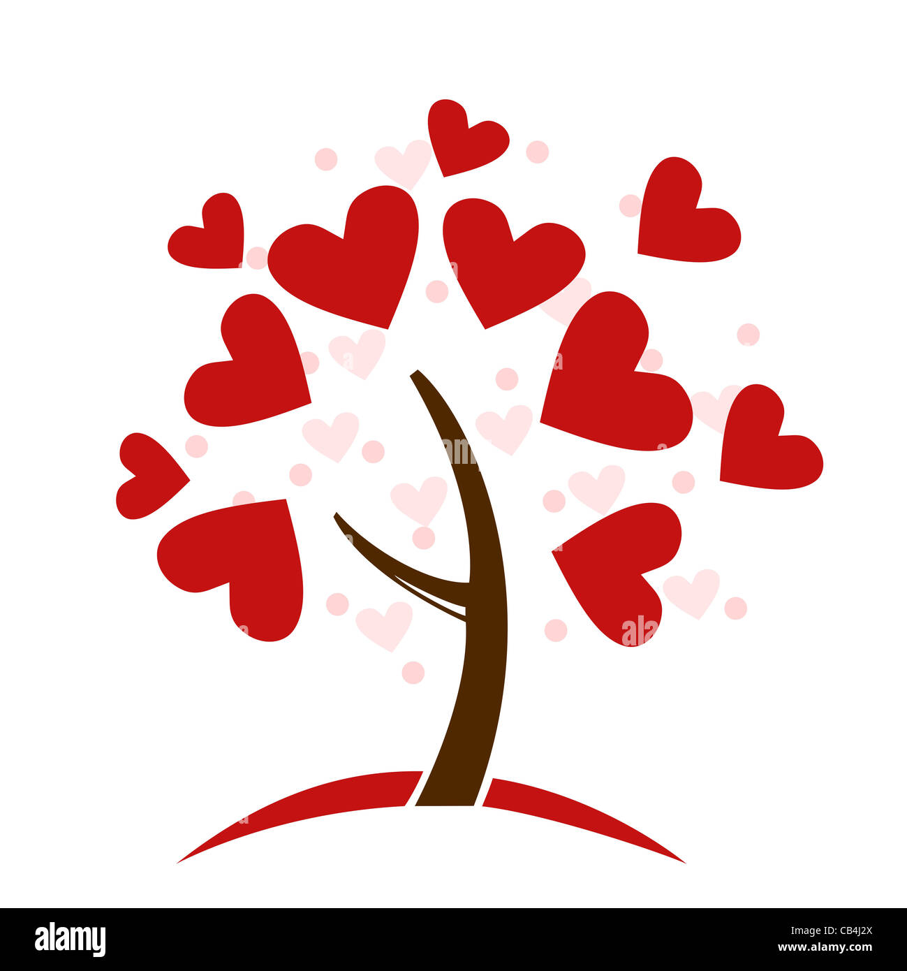 Illustration stylized love tree made of hearts - vector Stock Photo - Alamy