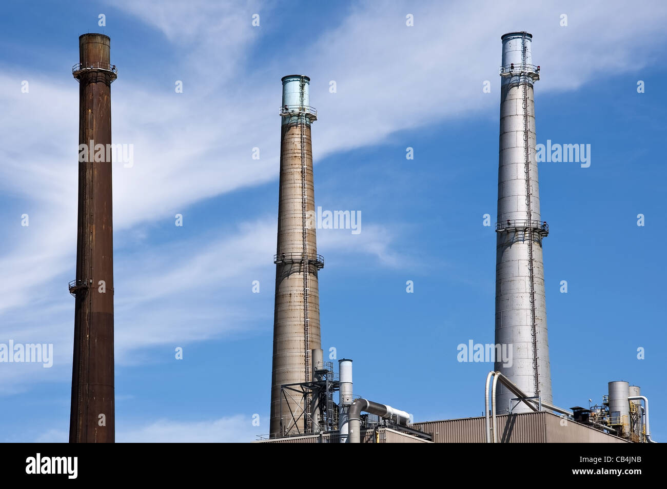 Power Plant Stacks Stock Photo - Alamy