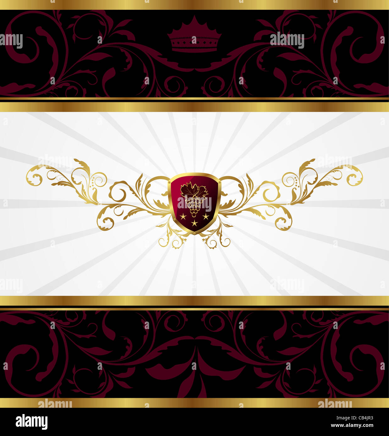 Illustration golden background with crown, shield, grapevine - vector ...
