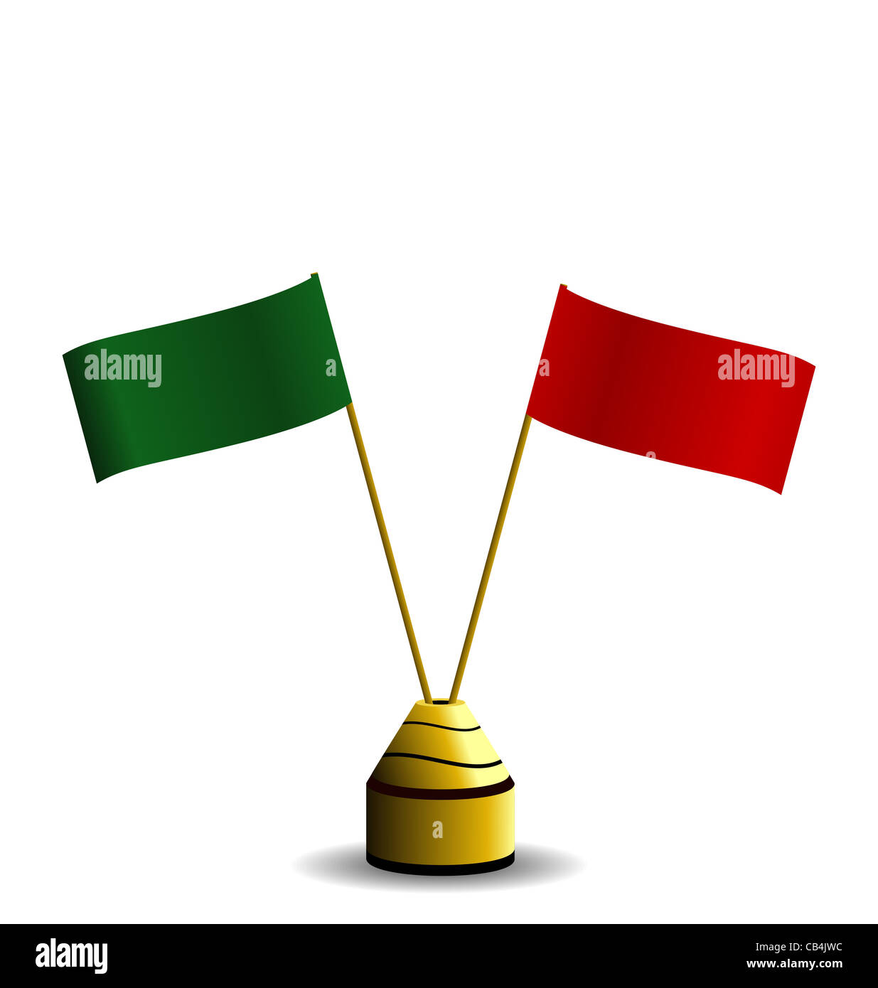 Realistic illustration the two flags red and green colors isolated on ...
