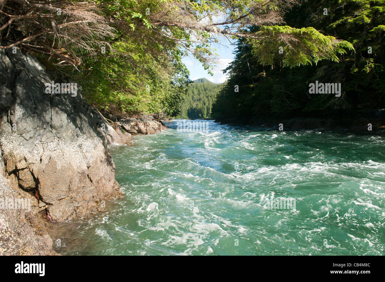 The narrow channel between two islands, North Thoroughfare, Sitka ...