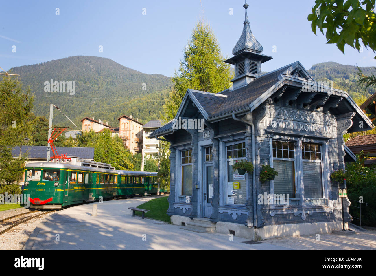 Tramway du Mont Blanc (TMB) train at Le Fayet terminus station Stock ...