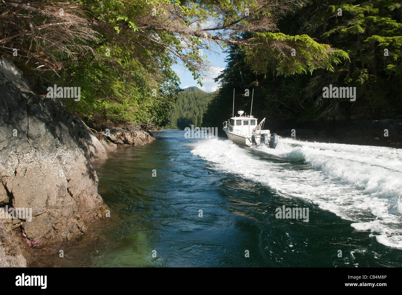 The narrow channel between two islands, North Thoroughfare, Sitka ...