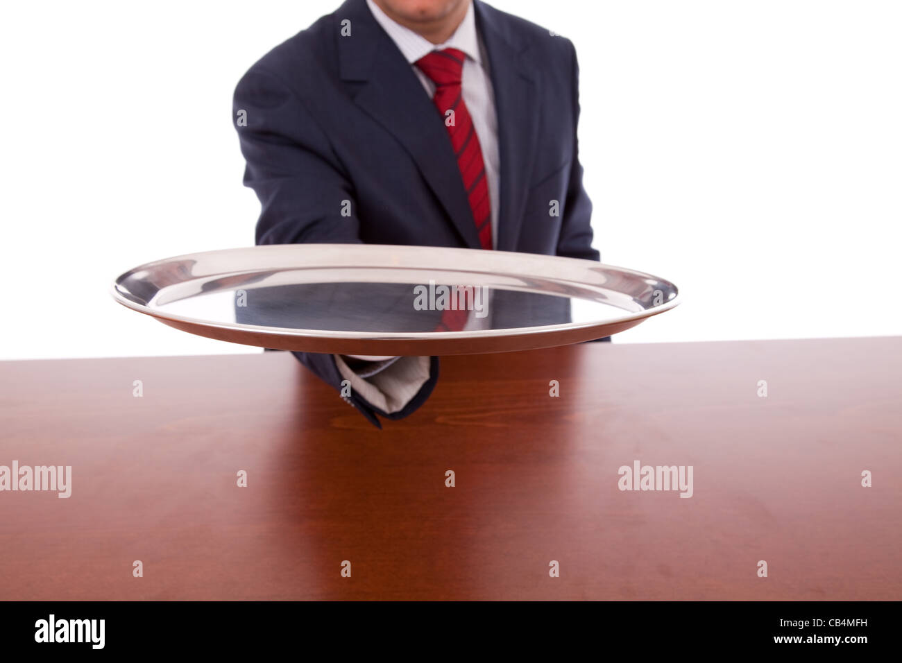 businessman at the office ready to serve all your needs (isolated on ...