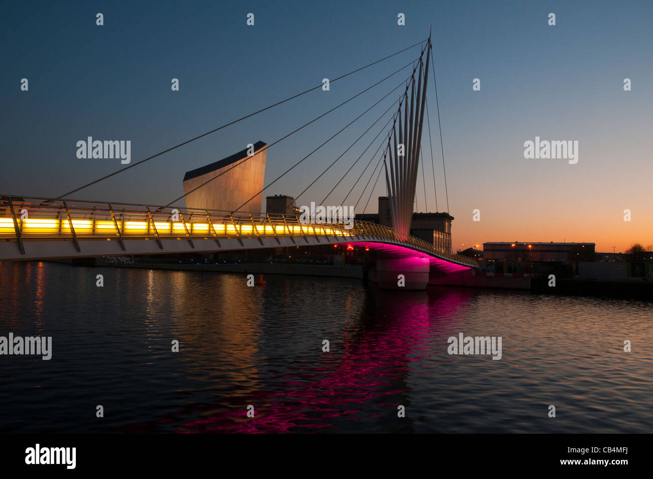 Imperial War Museum North and the MediaCityUK swing footbridge ...