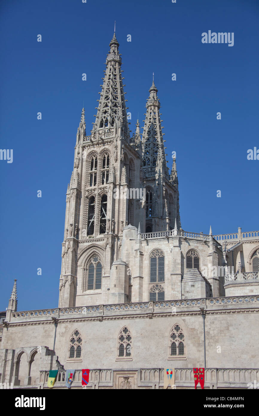 Burgos Medieval cathedral side view during El Cid festivities, Burgos ...