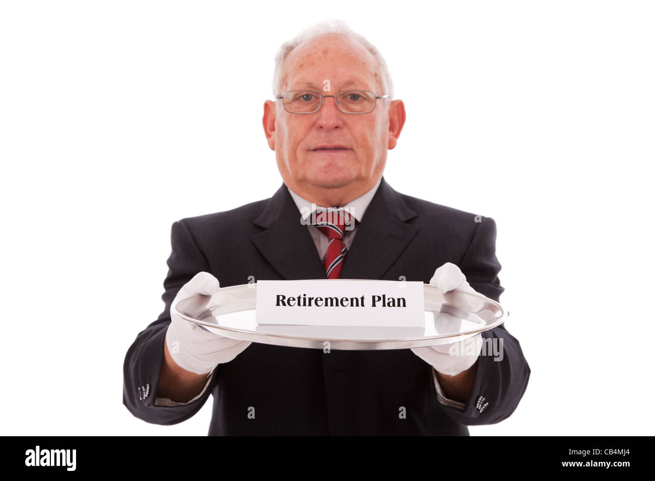 Senior businessman offering you the best solution for a retirement plan ...