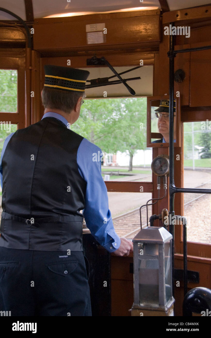 Streetcar driver, Fort Edmonton Park, Edmonton, Alberta, Canada Stock ...