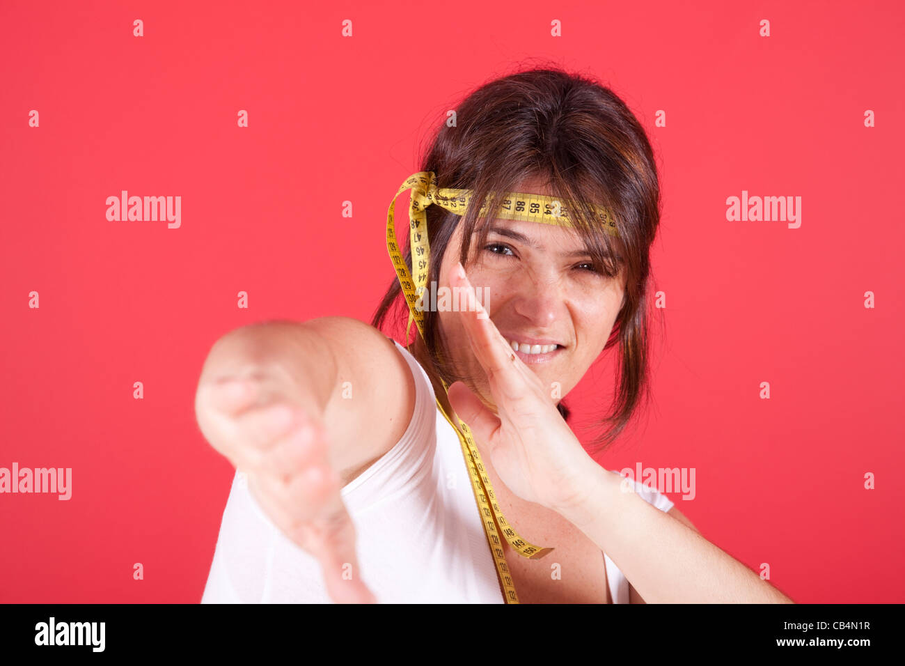young woman fighting the overweight problems Stock Photo - Alamy