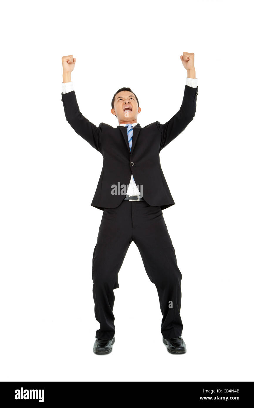 Celebrating success businessman in Cut Out Stock Images & Pictures - Alamy