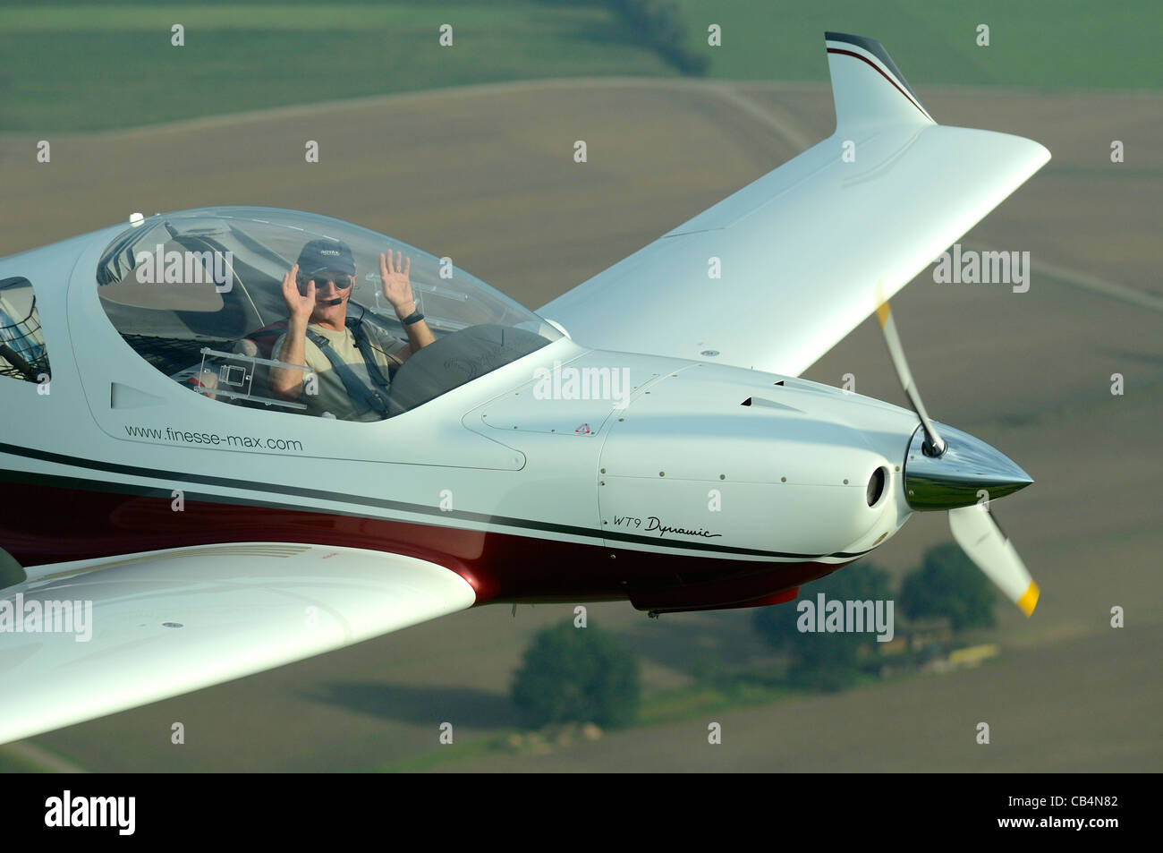Small sport European LSA Aerospool Dynamic Turbo plane flying over ...