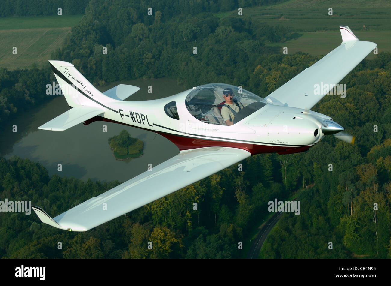 Small sport European LSA Aerospool Dynamic Turbo plane flying over ...