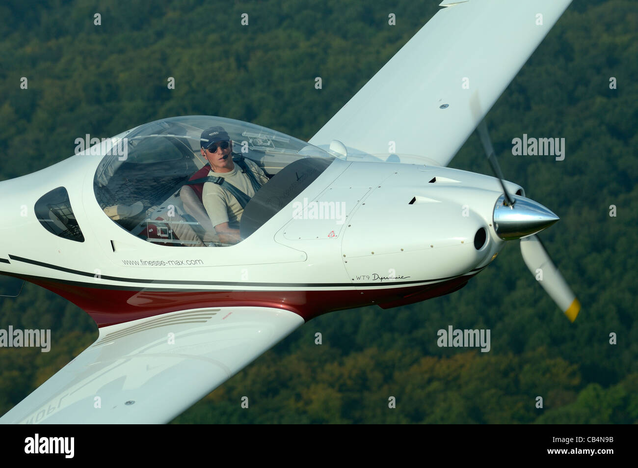 Small sport European LSA Aerospool Dynamic Turbo plane flying over ...