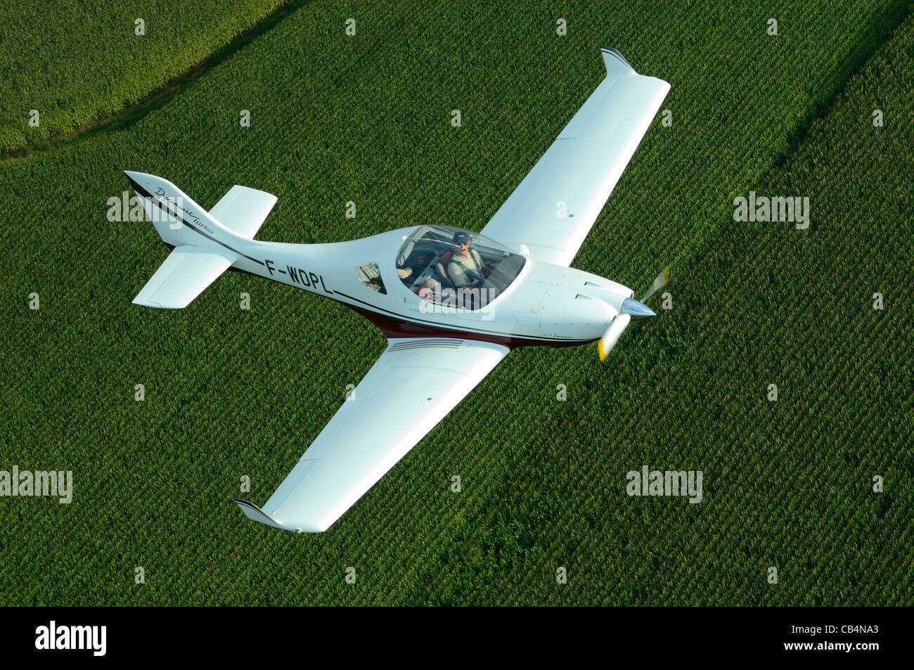Small sport European LSA Aerospool Dynamic Turbo plane flying over ...