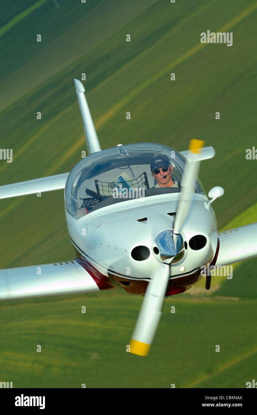 Small sport European LSA Aerospool Dynamic Turbo plane flying over ...