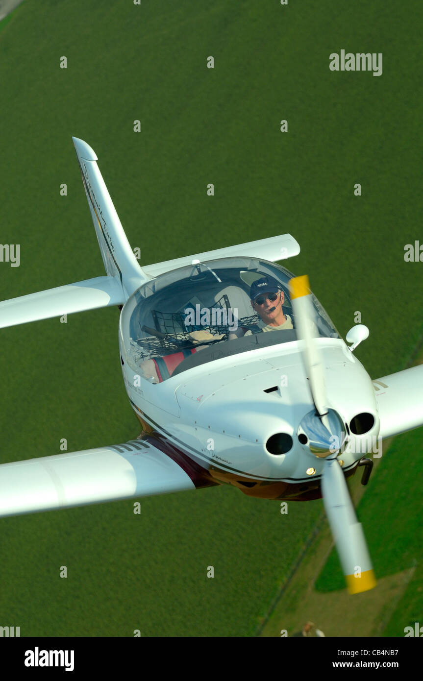 Small sport European LSA Aerospool Dynamic Turbo plane flying over ...