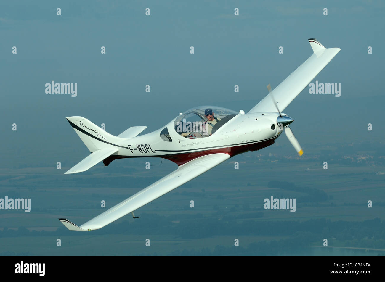 Small sport European LSA Aerospool Dynamic Turbo plane flying over ...