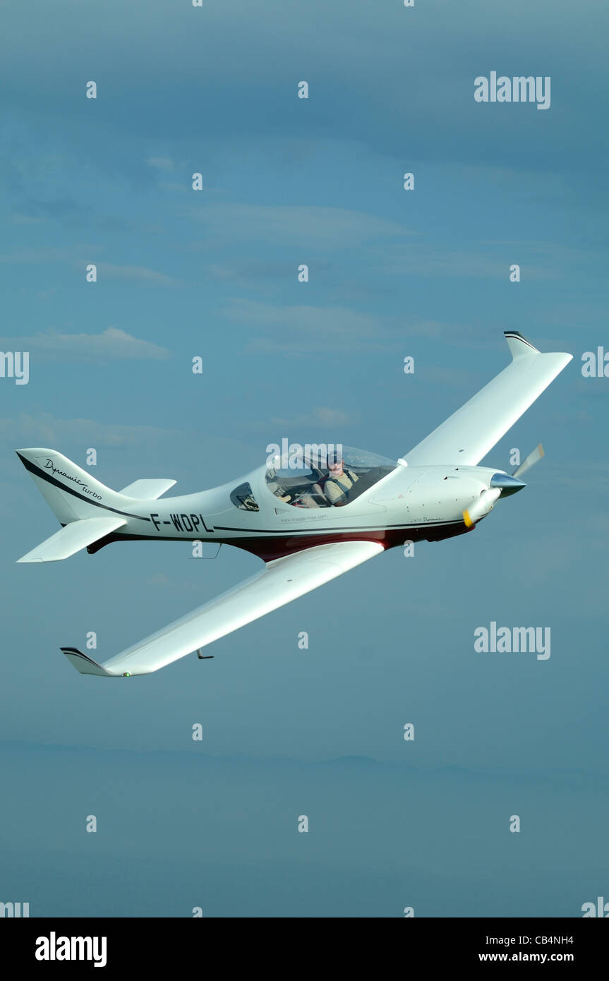 Small sport European LSA Aerospool Dynamic Turbo plane flying over ...