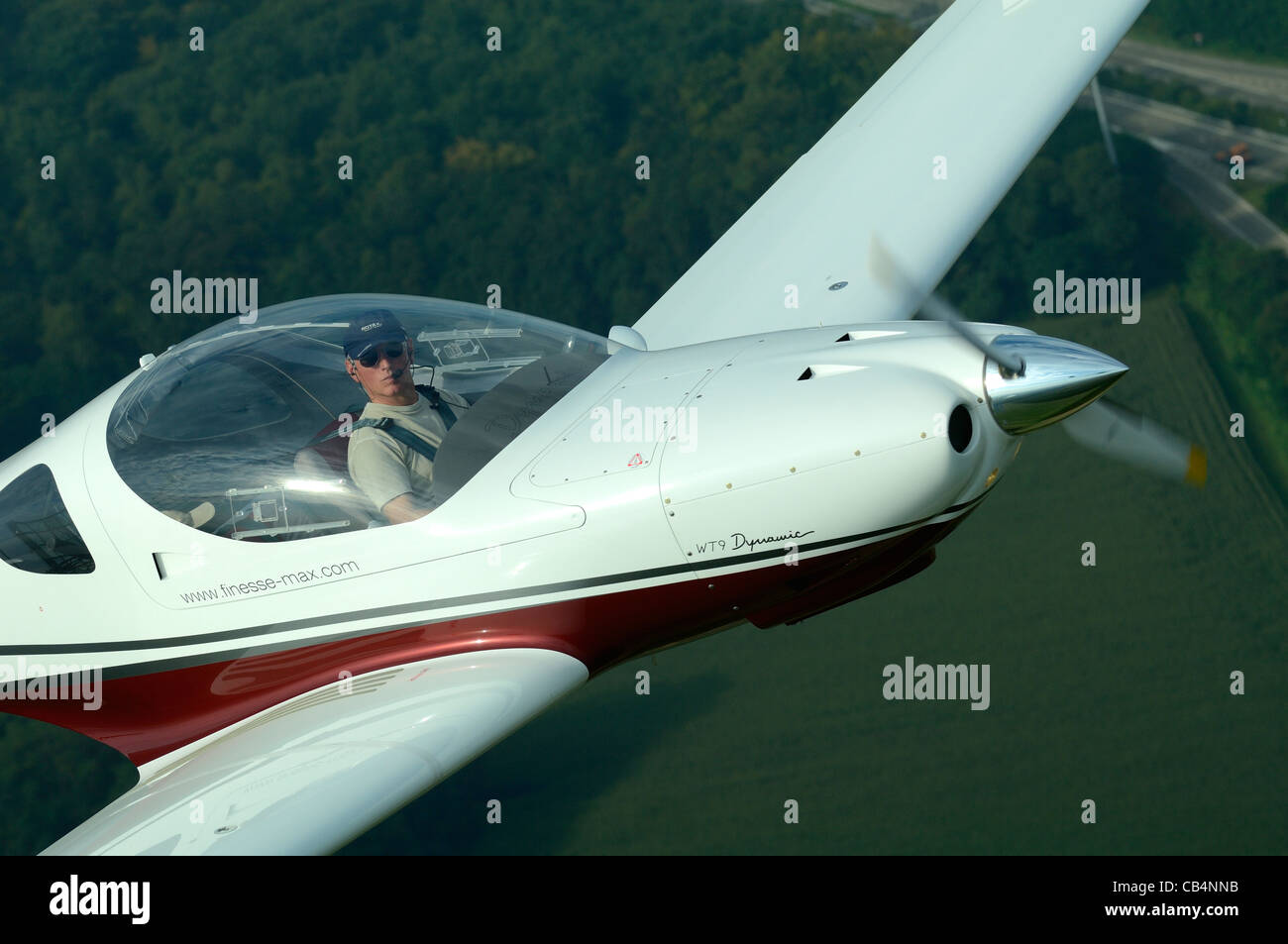 Small sport European LSA Aerospool Dynamic Turbo plane flying over ...