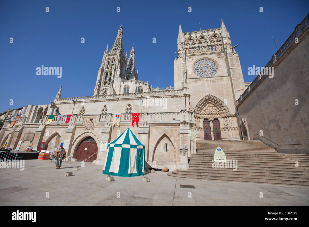 Burgos Medieval cathedral side view during El Cid festivities, Burgos ...