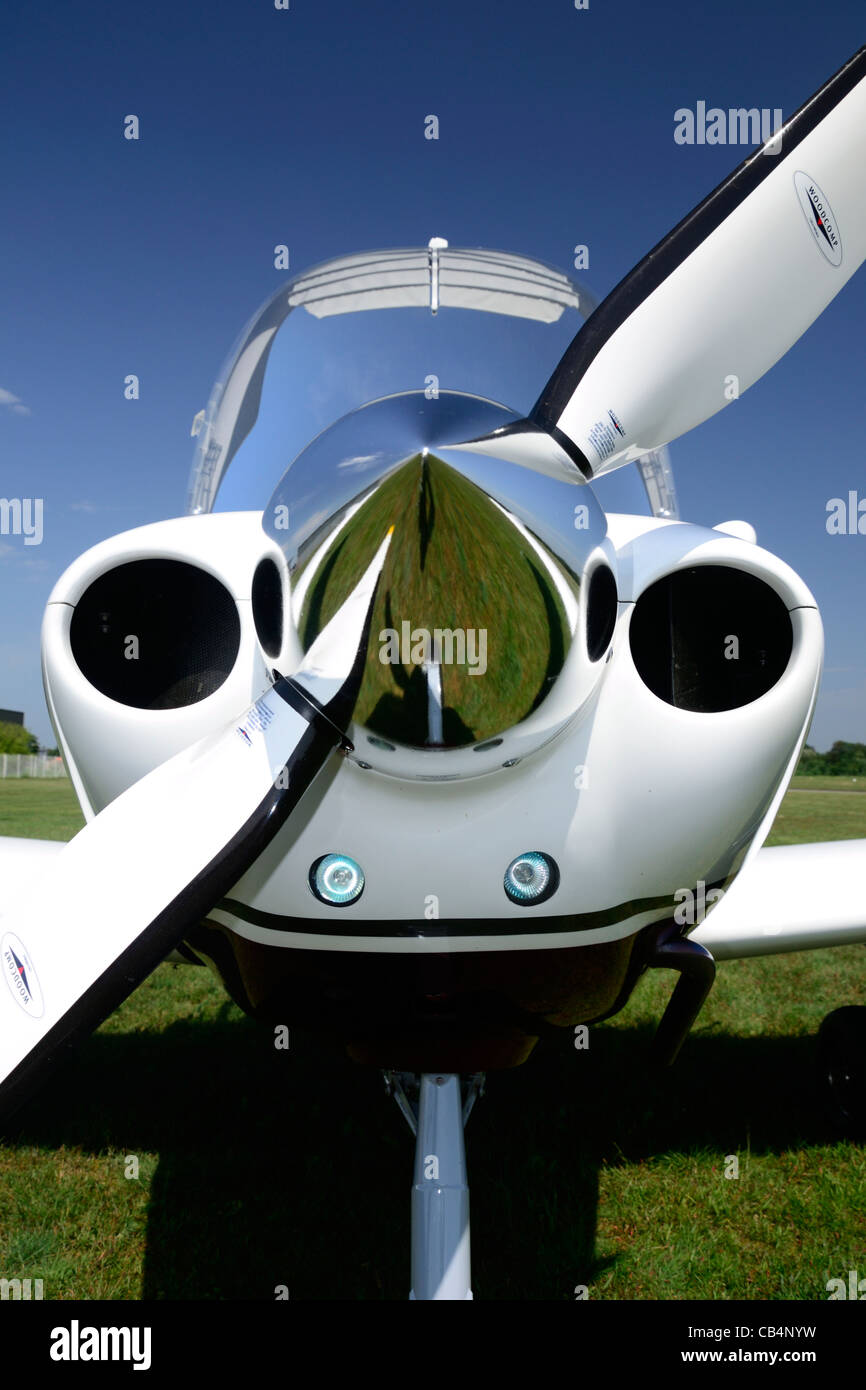 Front view off small sport European LSA Aerospool Dynamic Turbo plane ...