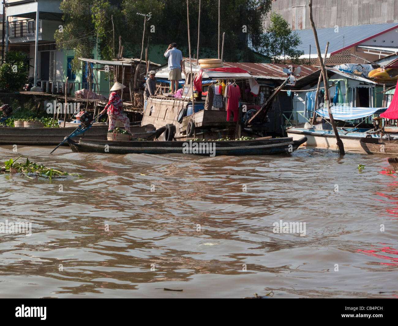 the floating markets in the Mekong Delta, Vietnam Stock Photo - Alamy