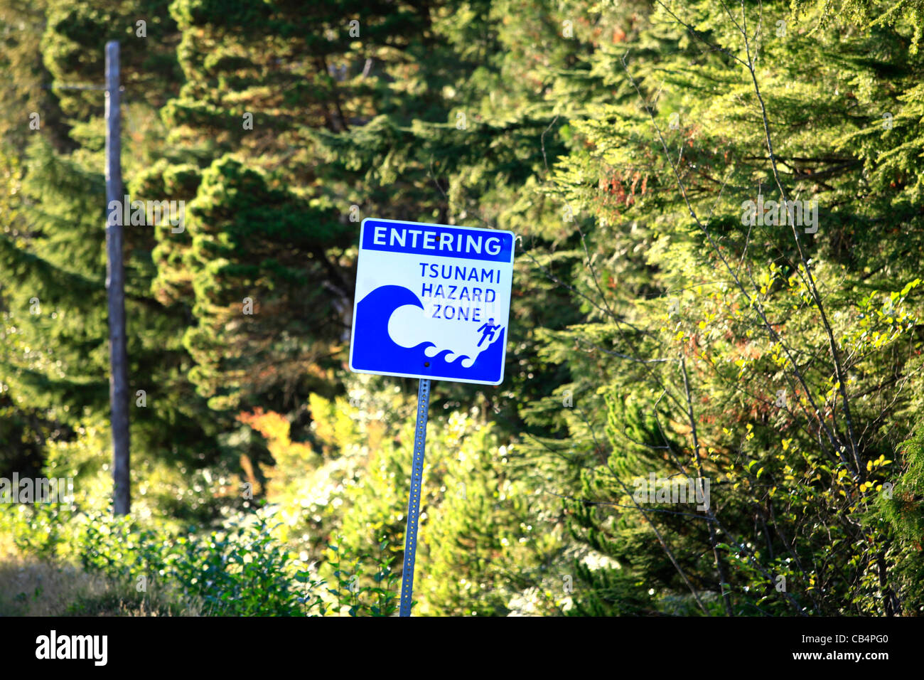 Tsunami warning sign Stock Photo - Alamy