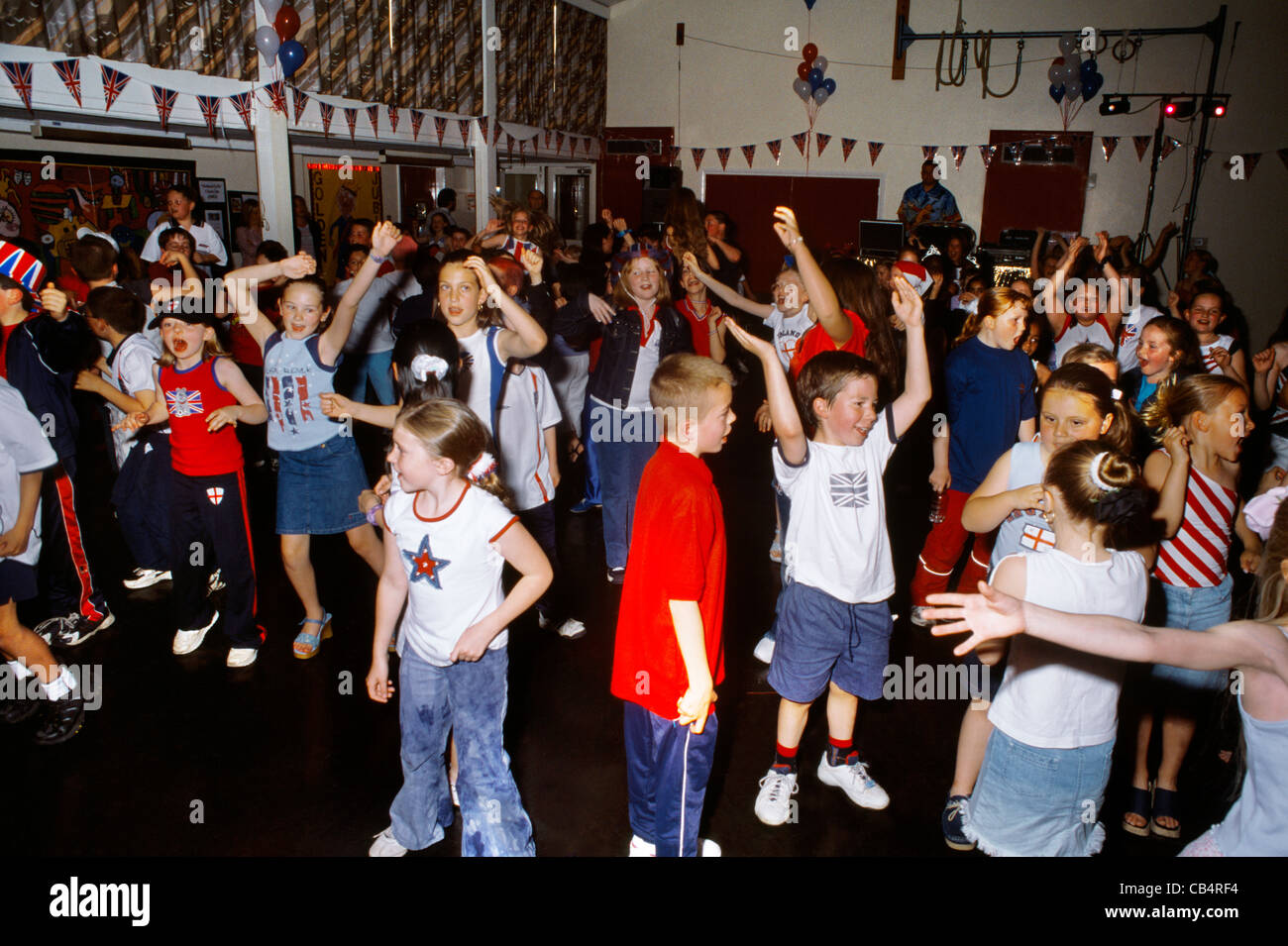Queens Golden Jubilee School Disco Party Children Dancing England Stock ...
