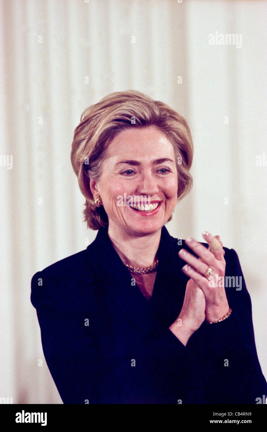First Lady Hillary Clinton during a White House event February 17, 1999 ...