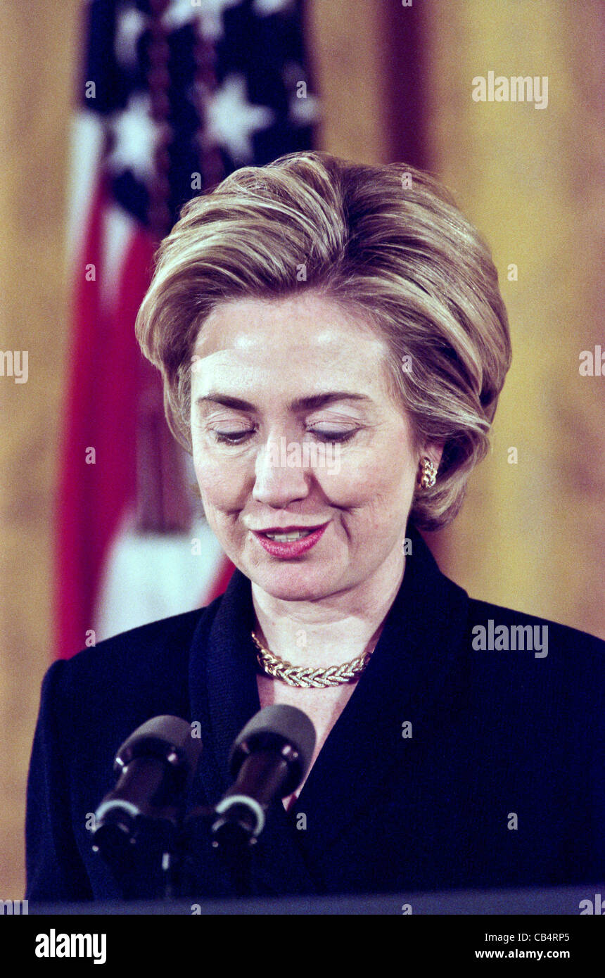 First Lady Hillary Clinton during a White House event February 17, 1999 ...