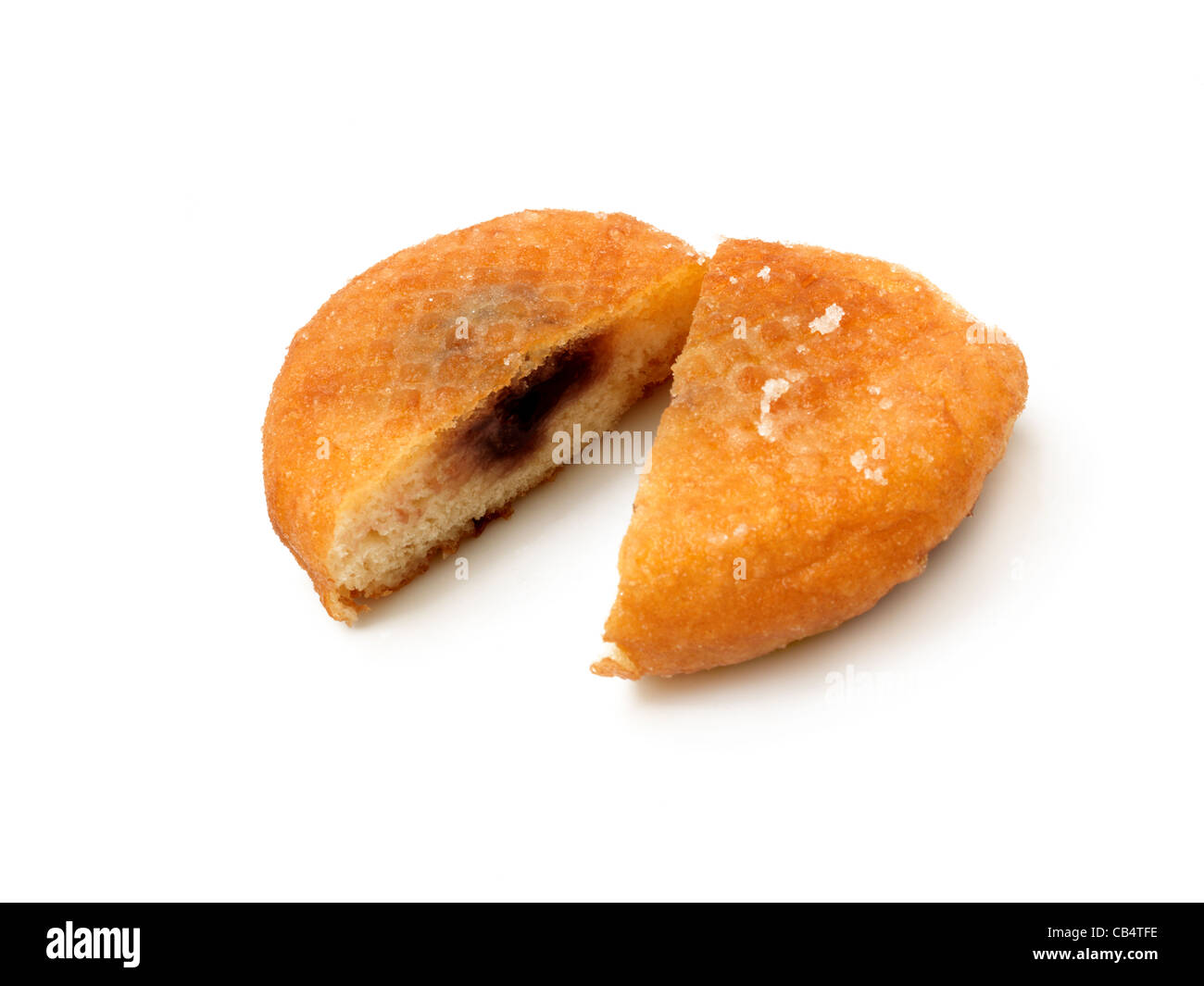 A Jam Doughnut Cut In Half Stock Photo - Alamy