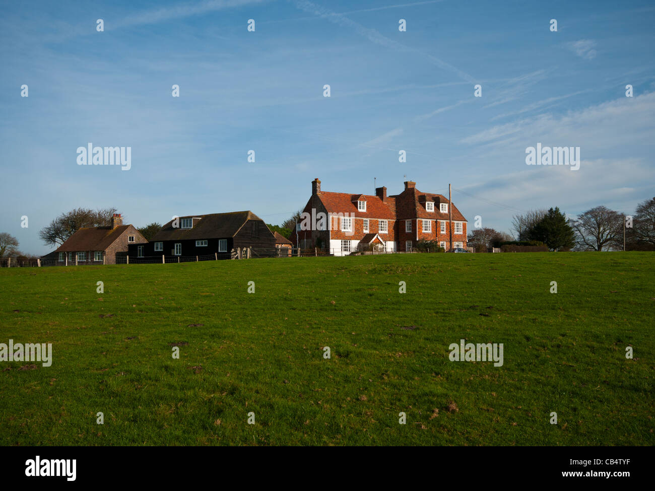 Large big Detached Farmhouse House property England UK Stock Photo - Alamy