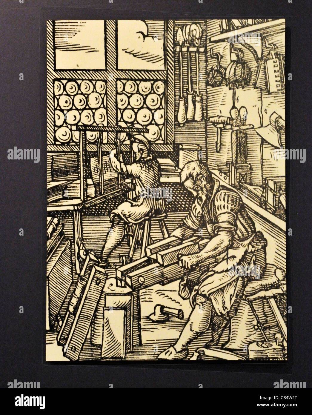 A woodcut on display in the Huntington Library, Pasadena, California ...