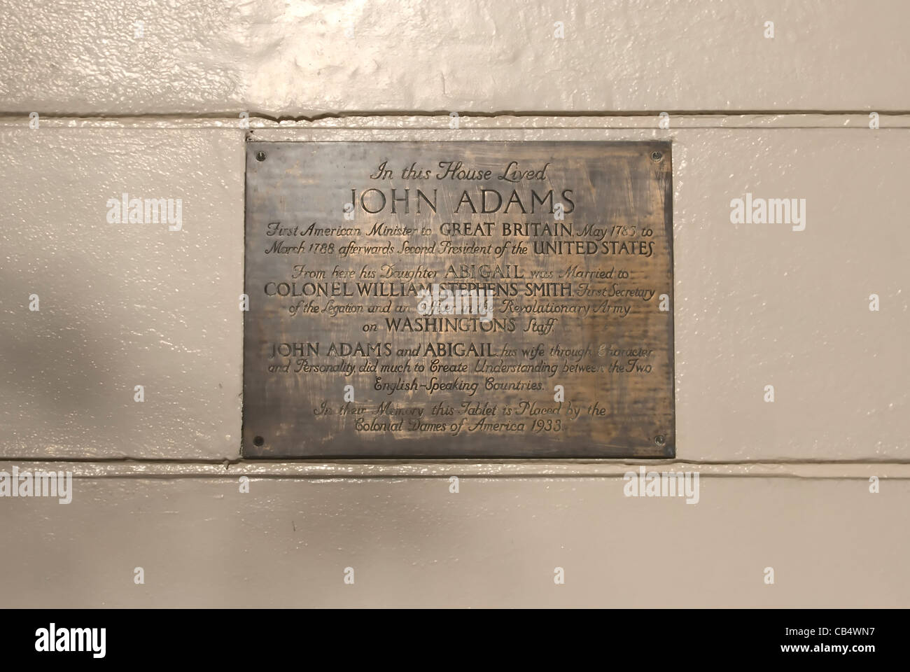 plaque marking a home of john adams, first minister to great britain ...