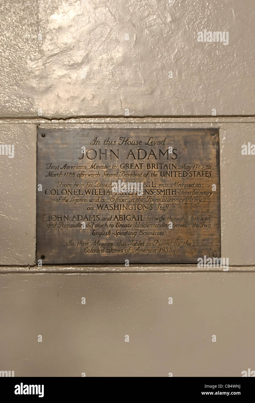 plaque marking a home of john adams, first minister to great britain ...