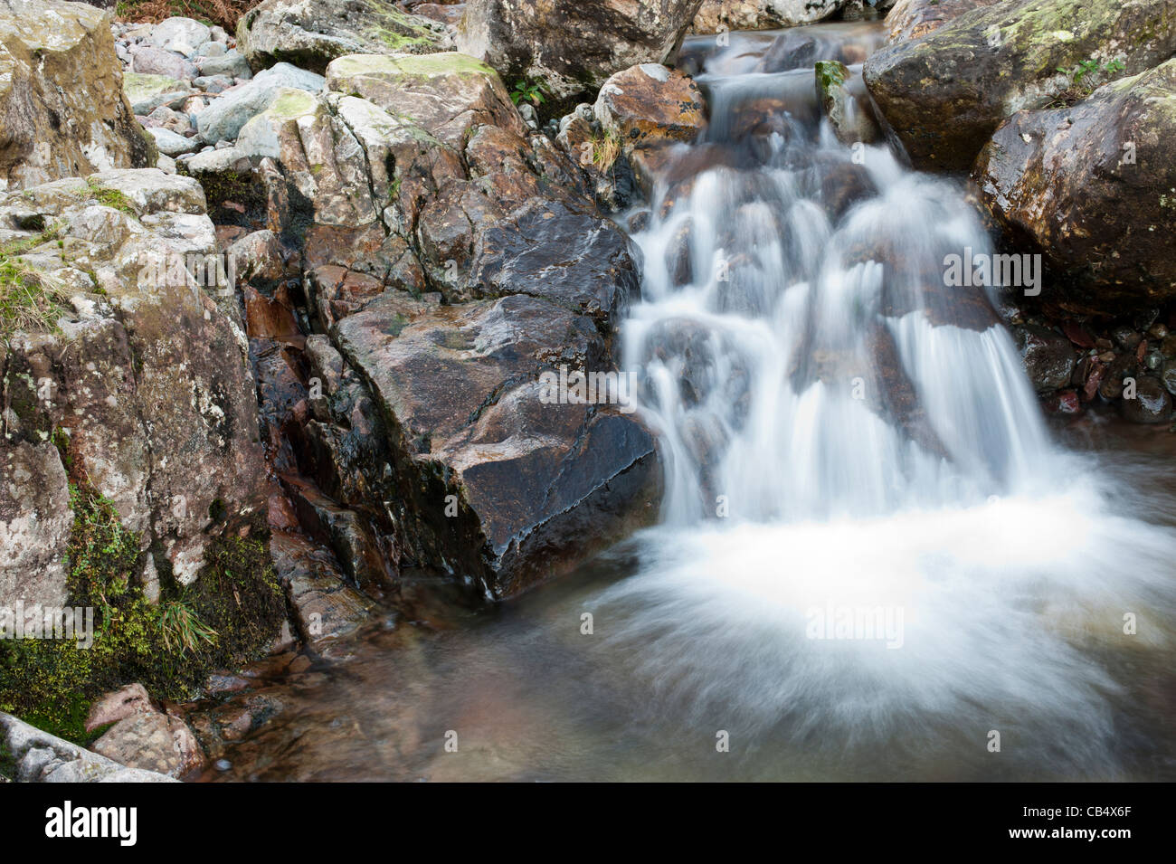 Waterfall with slow shutter speed creating blurred and movement in the ...
