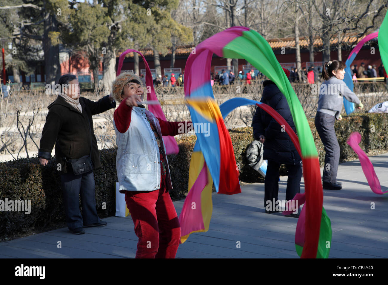 Ordinary Chinese women enjoy group activity in park in Beijing, China ...