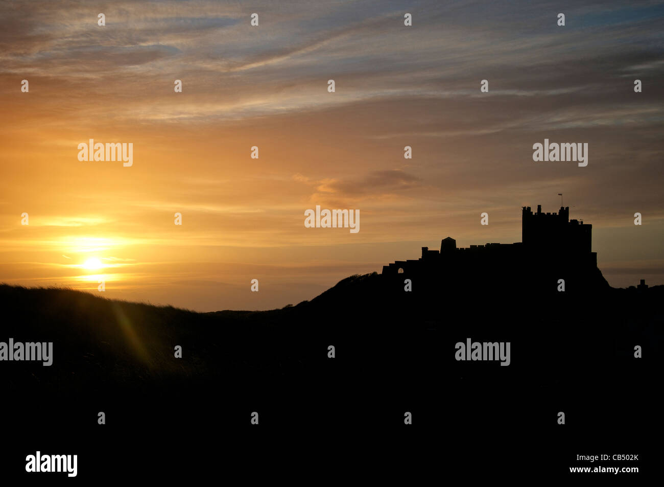 Bamborough Castle Northumberland UK Sunrise Sea Beach Stock Photo - Alamy
