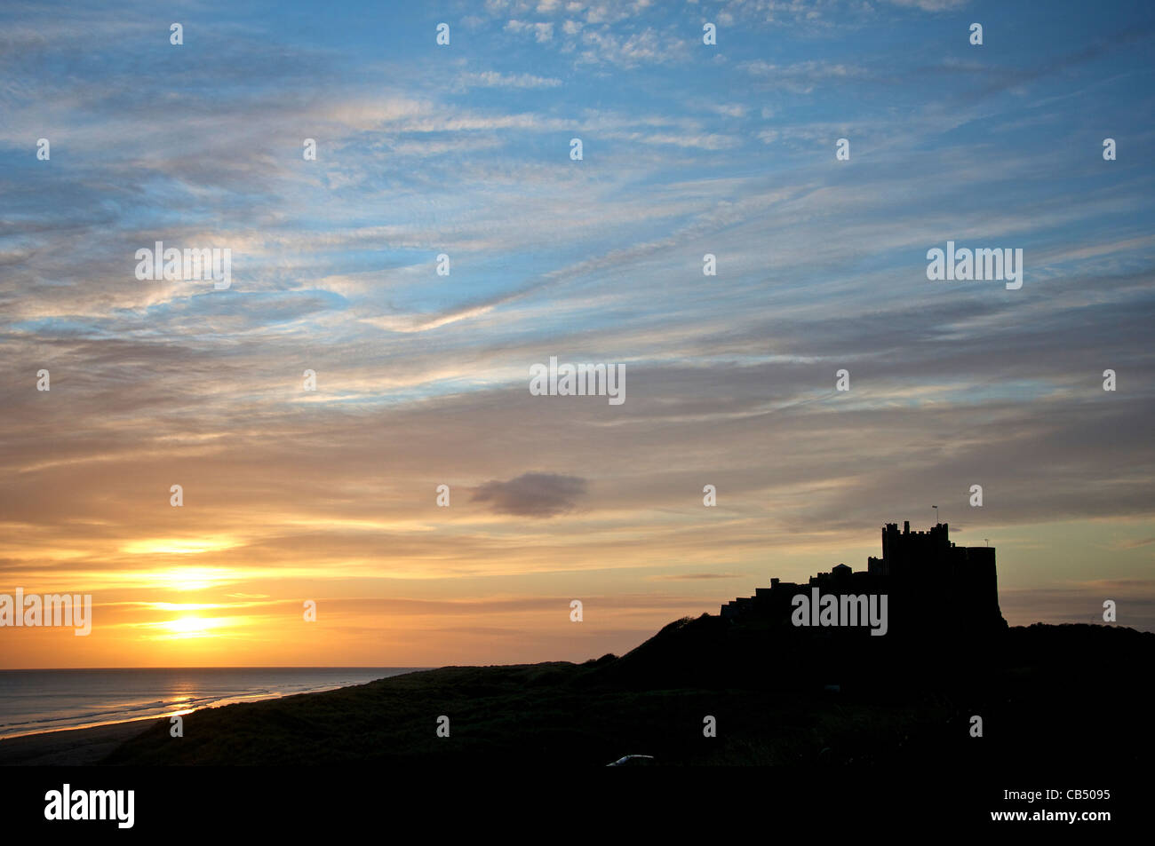 Bamborough Castle Northumberland UK Sunrise Sea Beach Stock Photo - Alamy
