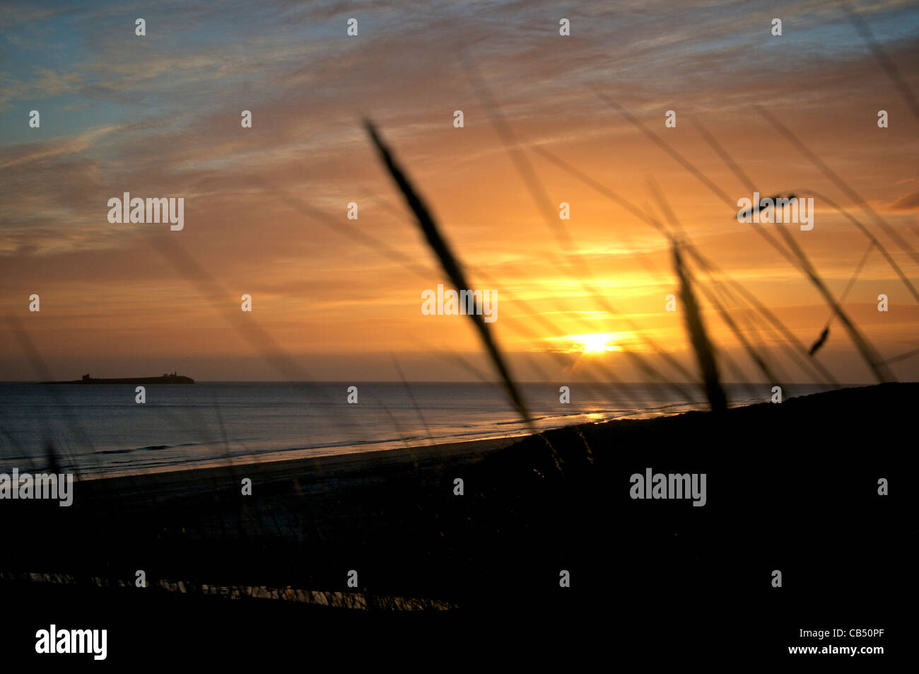 Bamborough Castle Northumberland UK Sunrise Sea Beach Stock Photo - Alamy