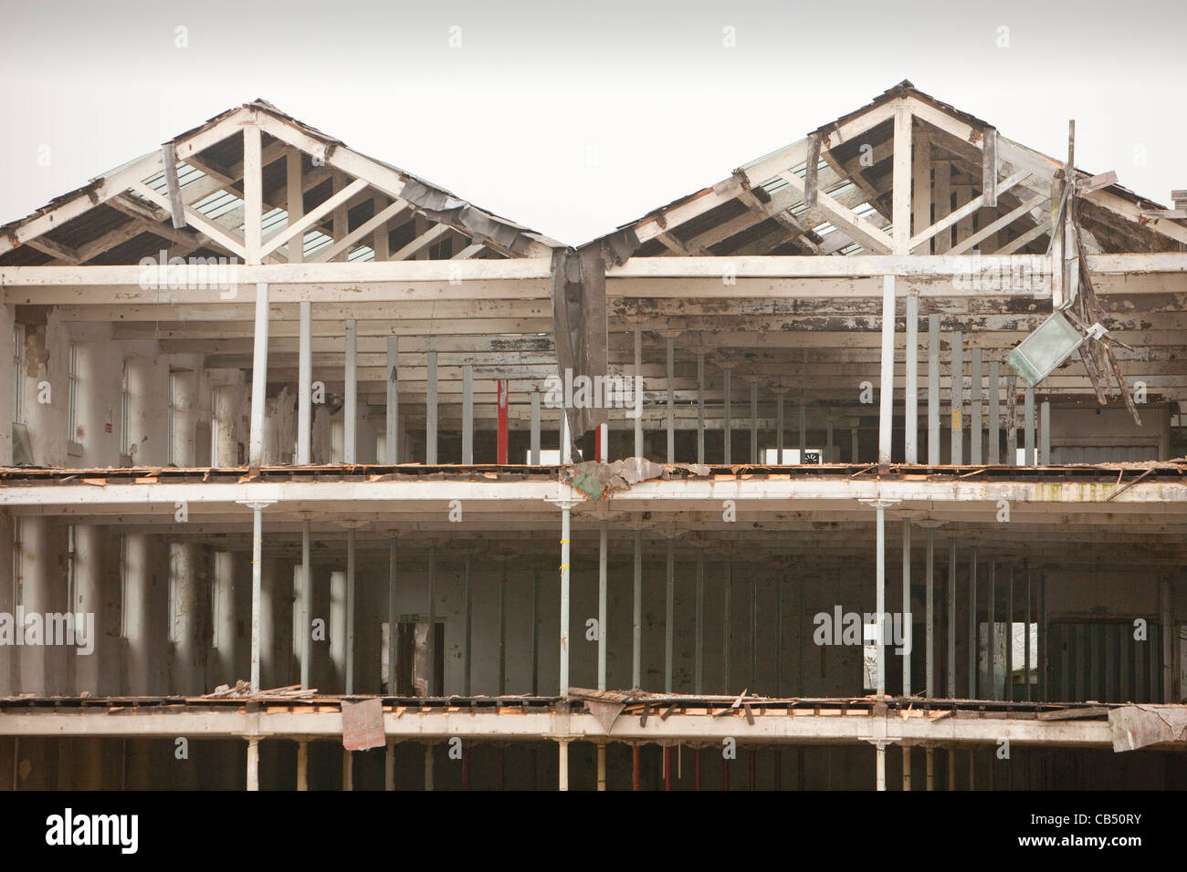 An old cotton mill building being demolished in Burnley, Lancashire, UK ...