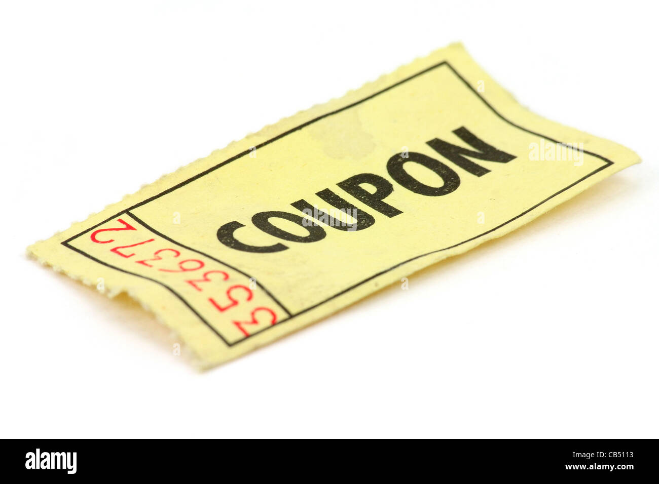 A yellow ticket on white background Stock Photo - Alamy