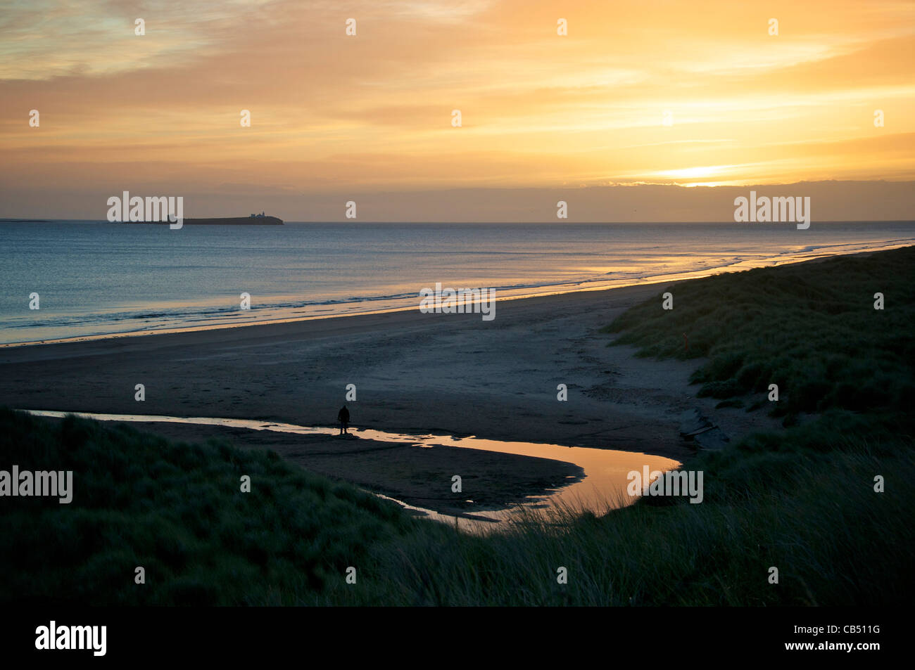 Bamborough Castle Northumberland UK Sunrise Sea Beach Stock Photo - Alamy