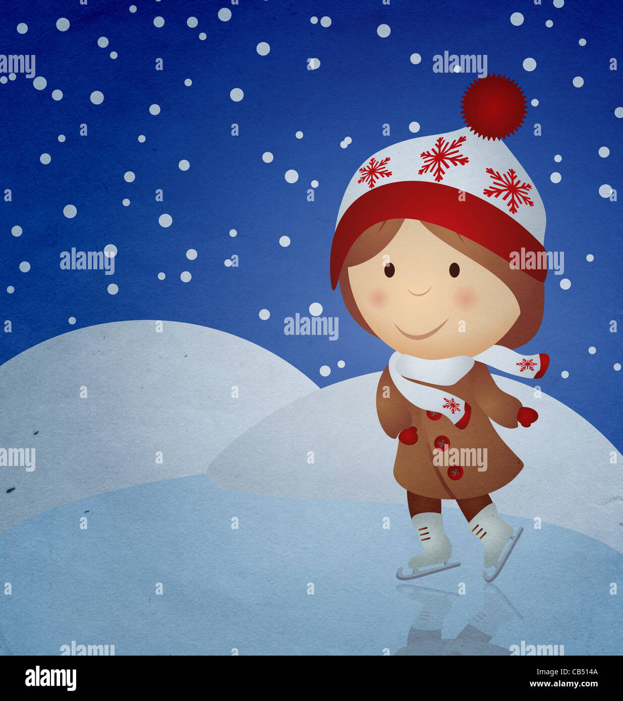 vintage cartoon girl skating Stock Photo - Alamy