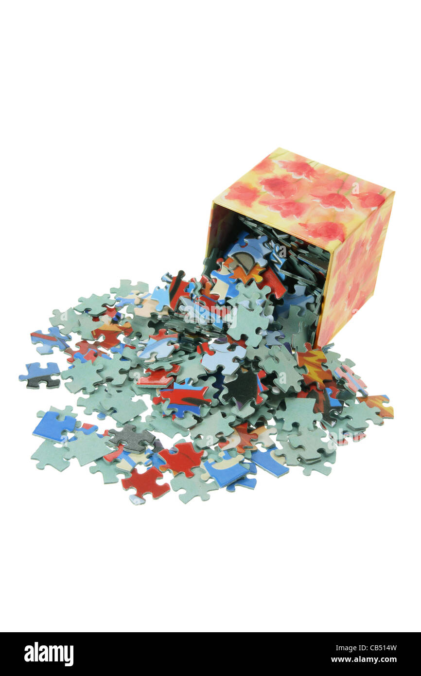 Box of Jigsaw Puzzle Pieces Stock Photo - Alamy