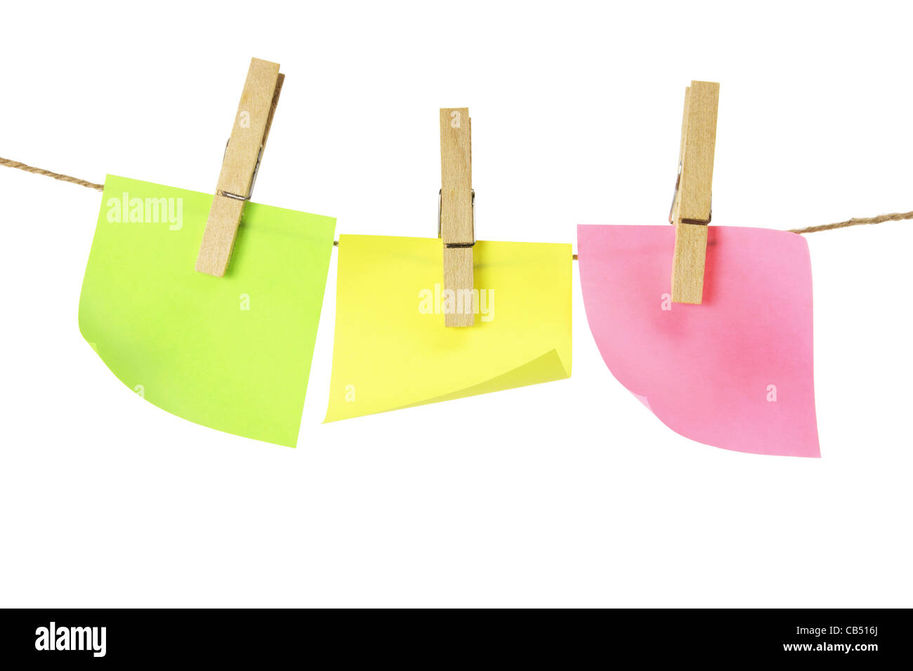 Adhesive Note Papers on Clothes Line Stock Photo - Alamy