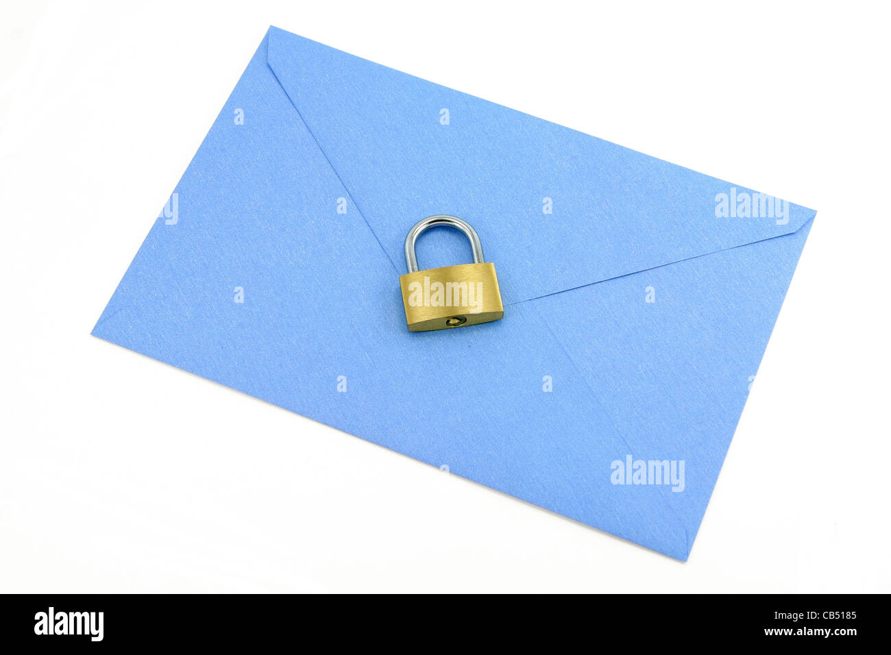 blue envelope and lock, concept of communication security Stock Photo ...