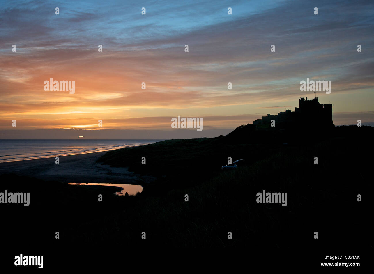 Bamborough Castle Northumberland UK Sunrise Sea Beach Stock Photo - Alamy