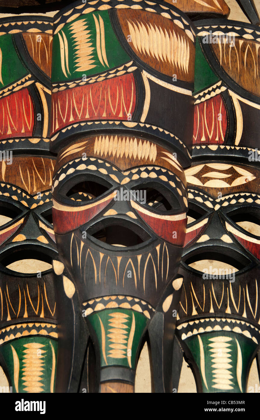 Africa, Mozambique. Capital city of Maputo. Local souvenir carved ...