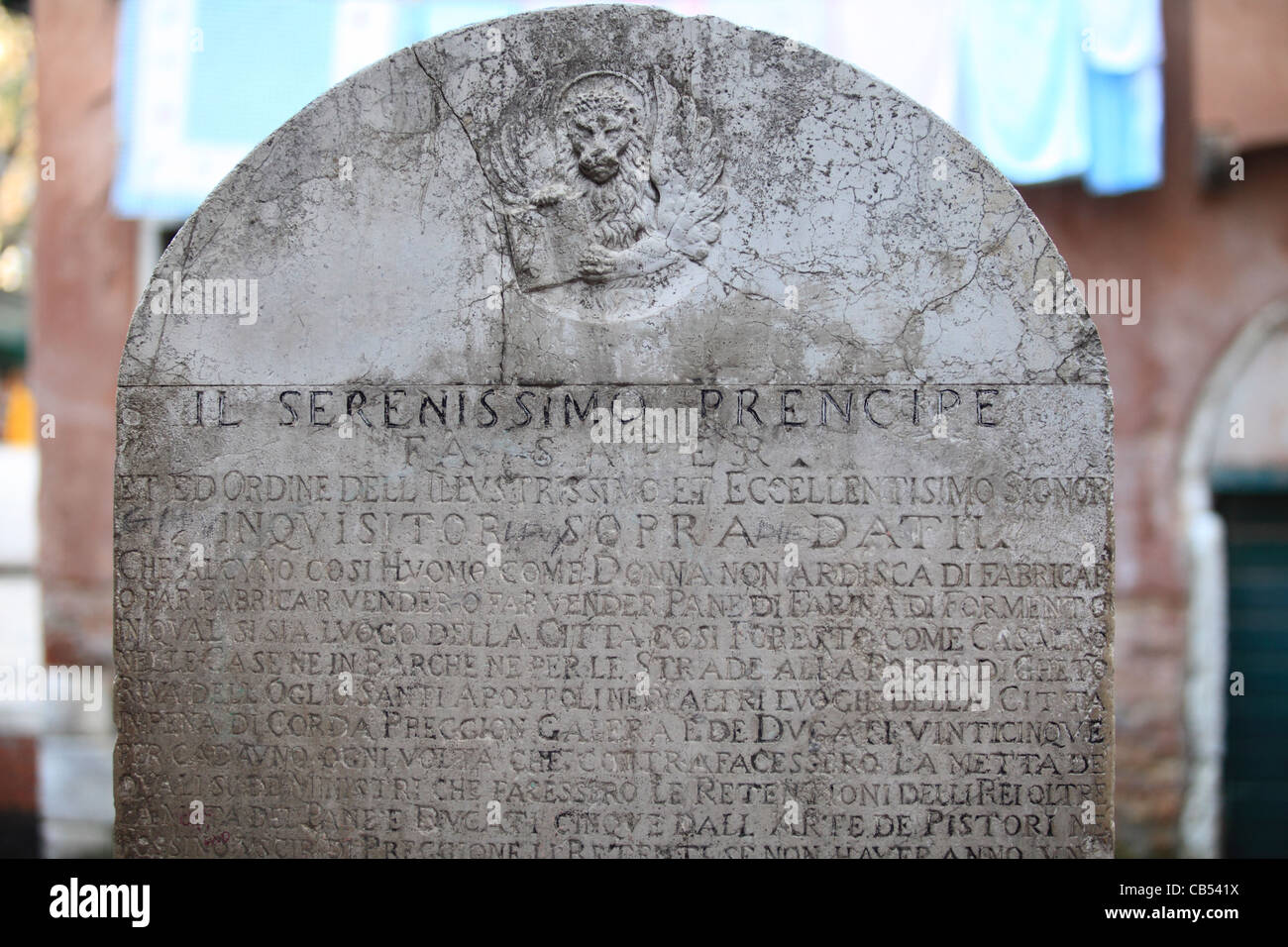 An official proclamation of the Serene Republic of Venice carved into ...